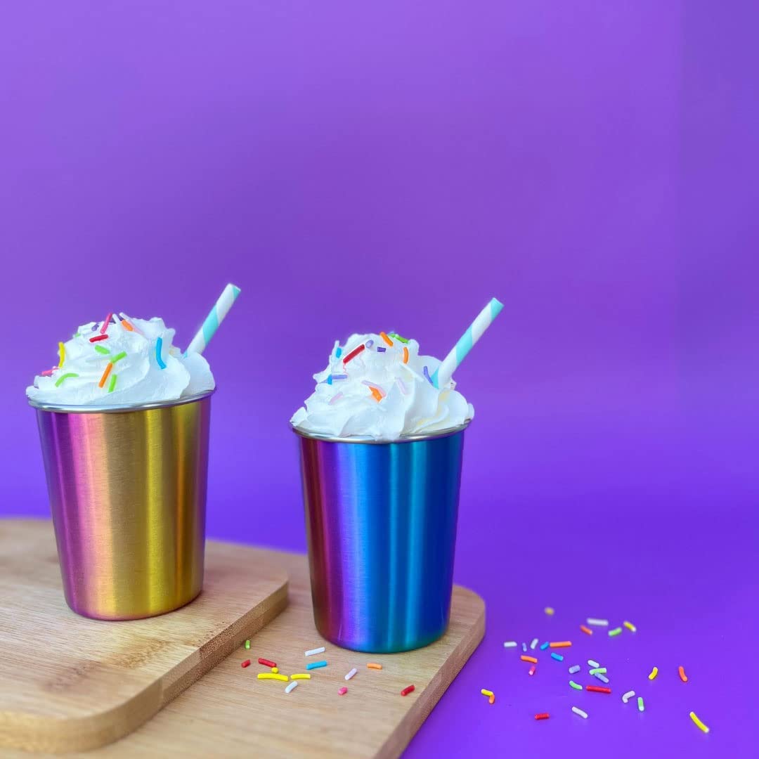 CHILLOUT LIFE Stainless Steel Cups 8 oz for Kids and Adult -UV Rainbow